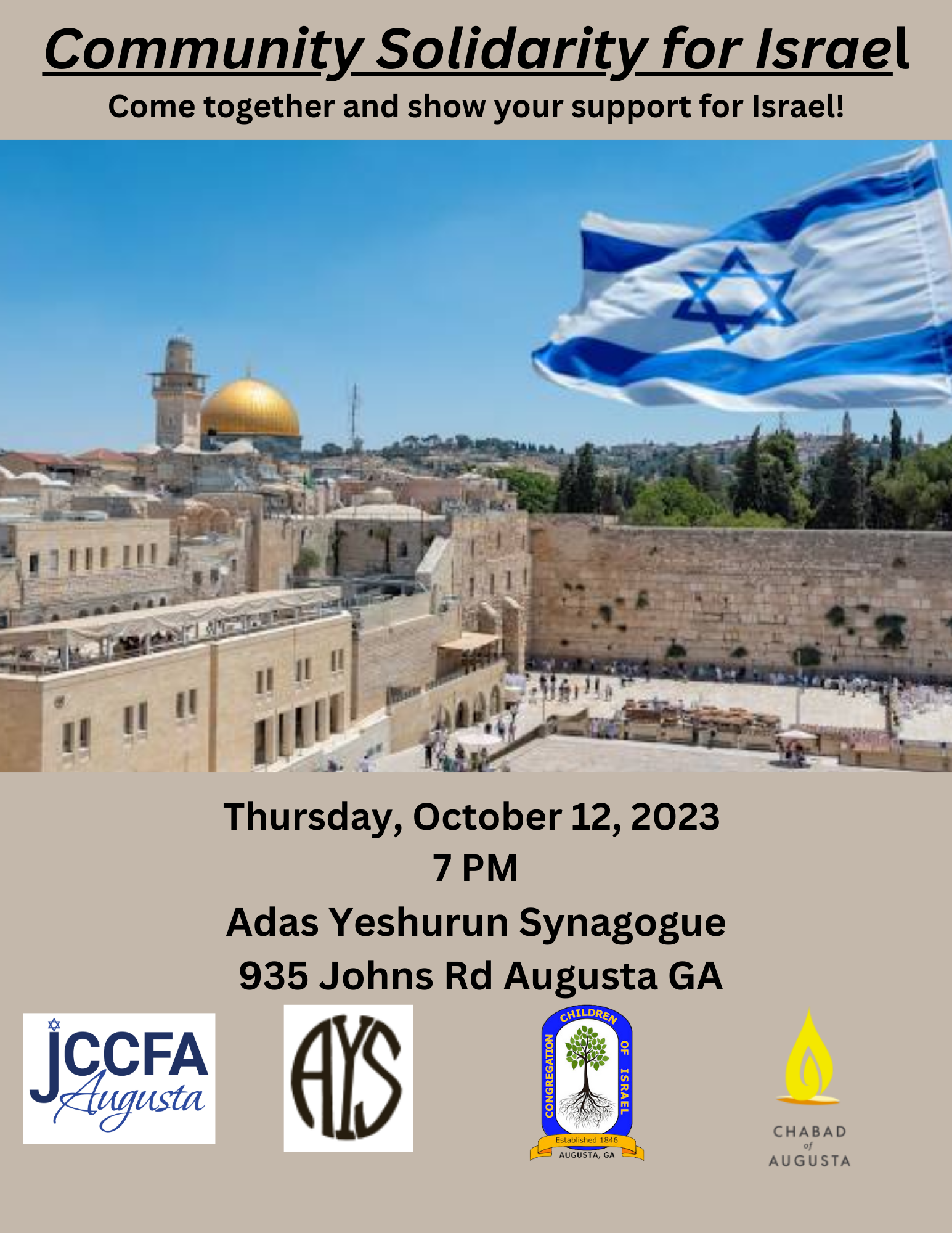 Community Solidarity for Israel | Jewish Community Center and ...