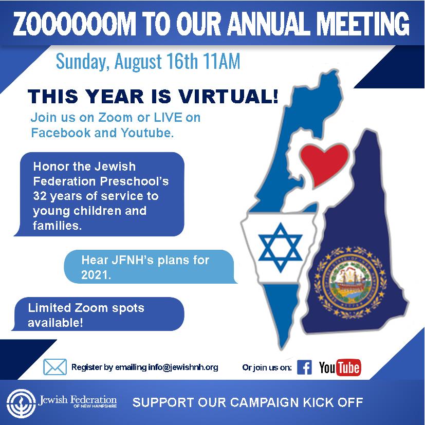 JFNH Annual Meeting -Virtual! | Jewish Federation of New Hampshire