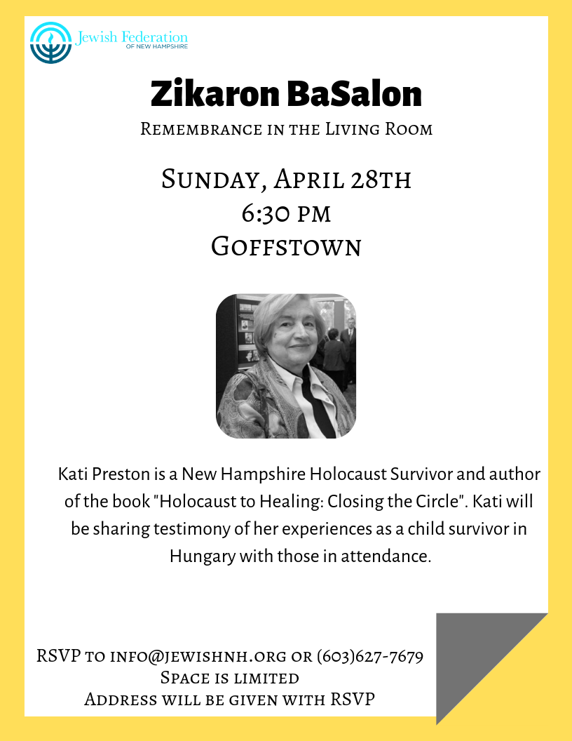 Zikaron BaSalon with Kati Preston, Goffstown | Jewish Federation of New ...