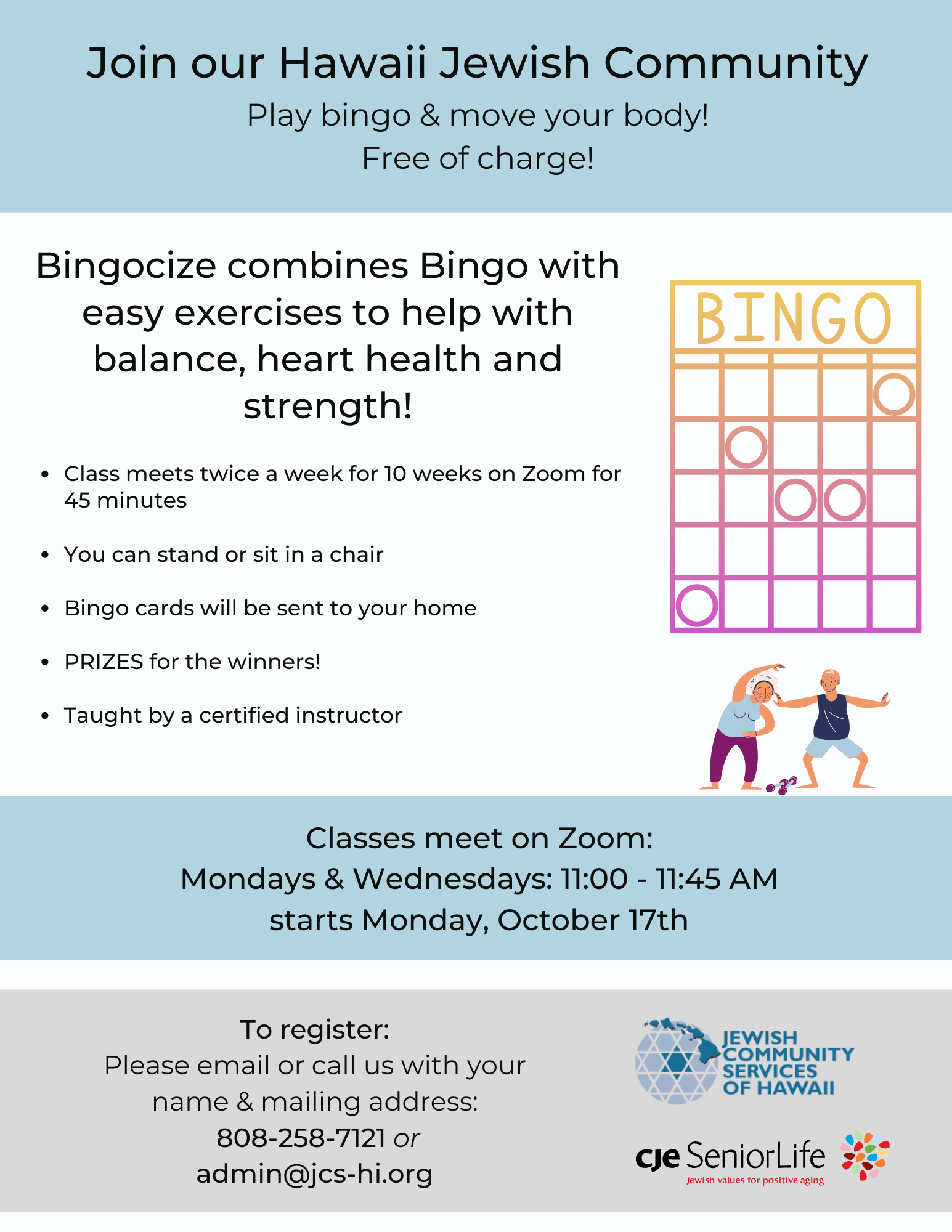 Bingocize Classes | Jewish Community Services of Hawaii