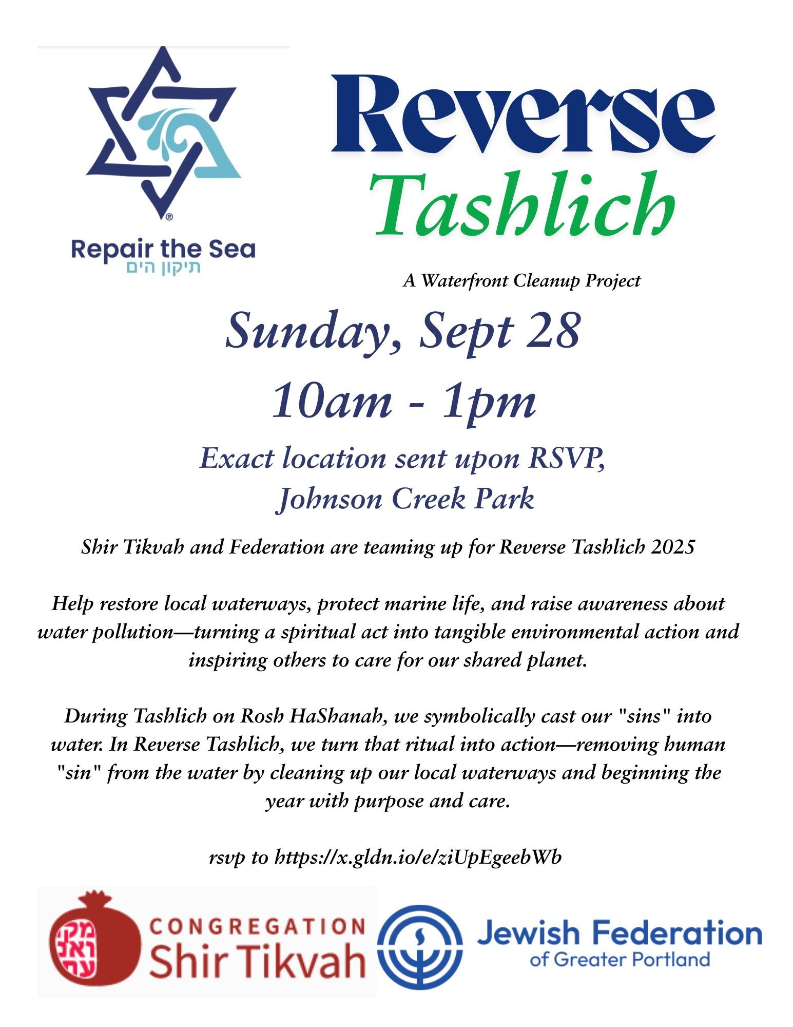 Reverse Tashlich 2025 | Jewish Federation of Greater Portland