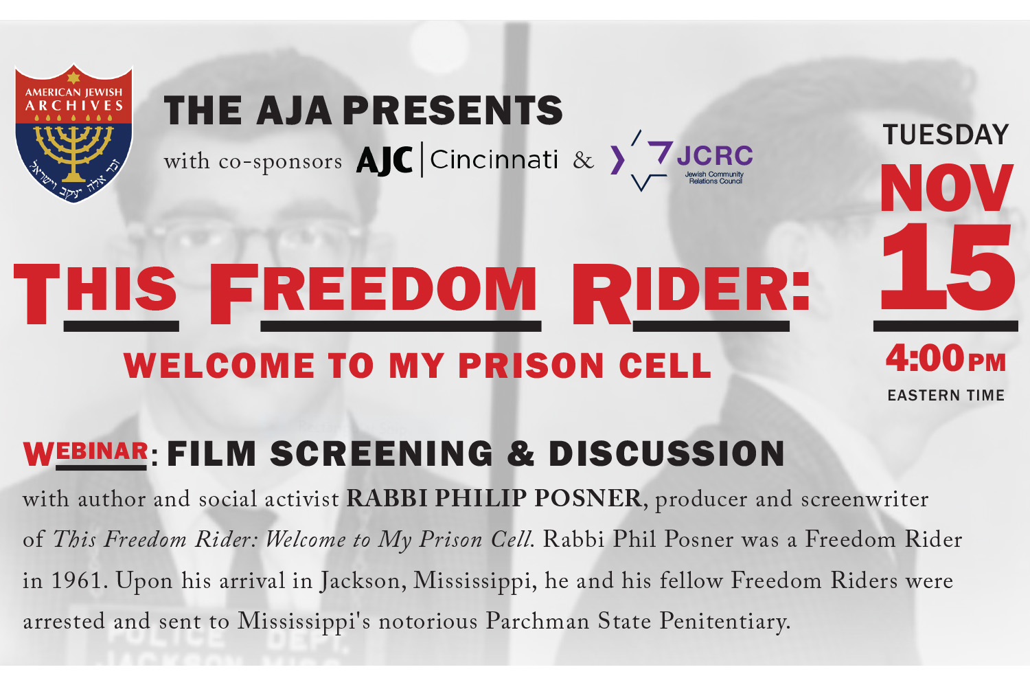 Film Screening & Discussion - This Freedom Rider: Welcome to my Prison ...
