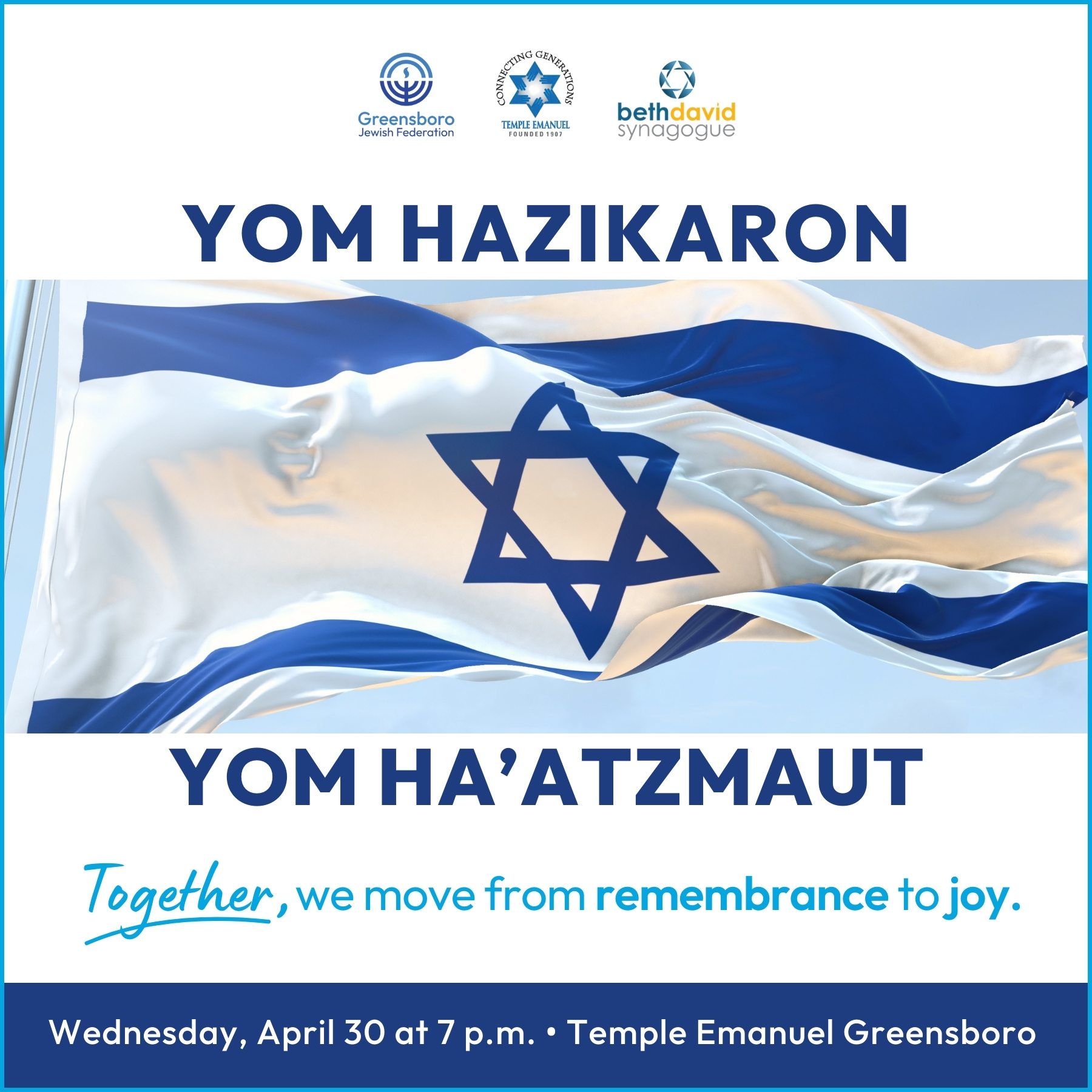 Community Yom Hazikaron and Yom Ha'Atzmaut | Greensboro Jewish Federation