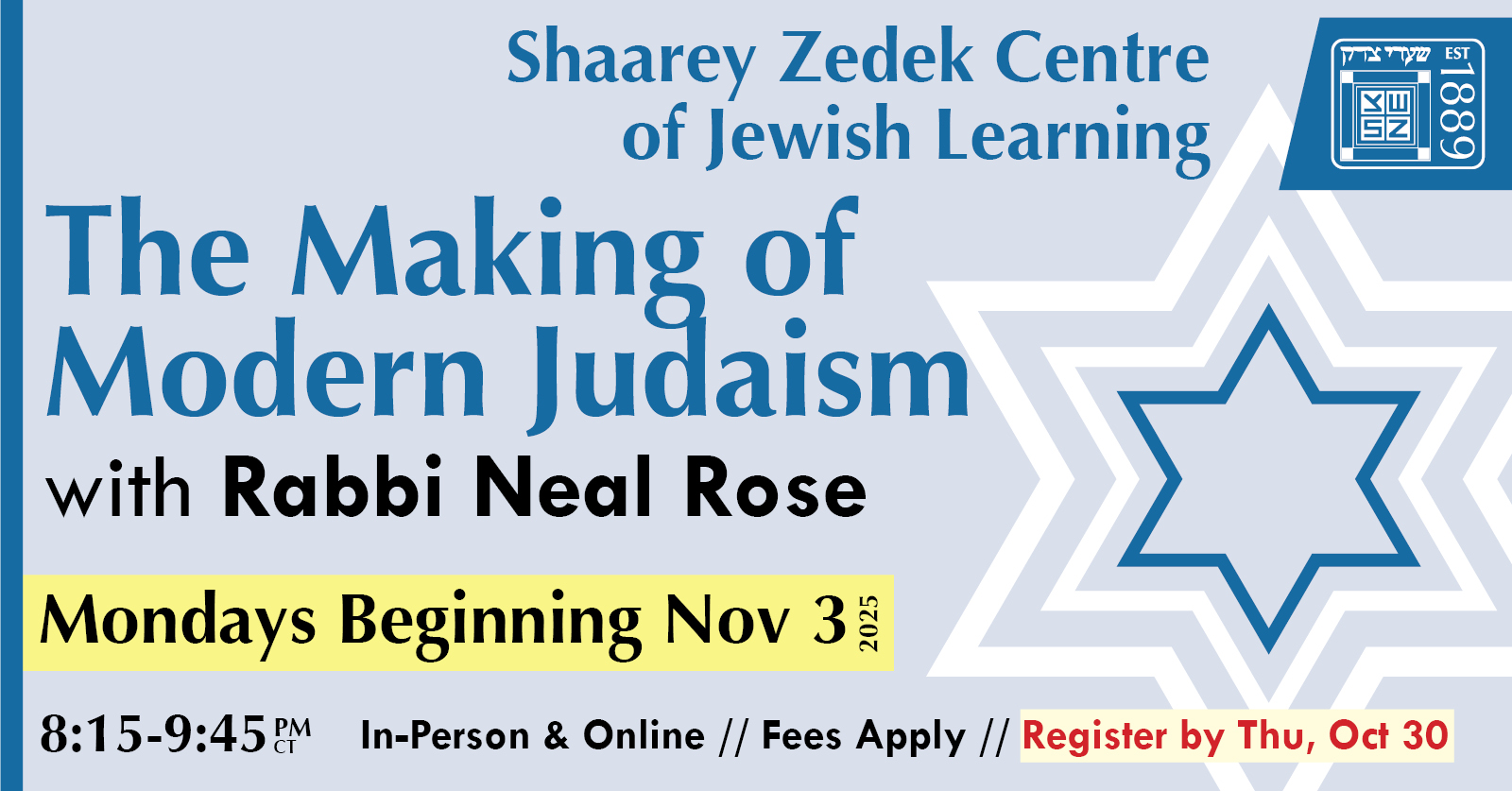The Marking of Modern Judaism with Rabbi Neal Rose | Jewish Federation ...