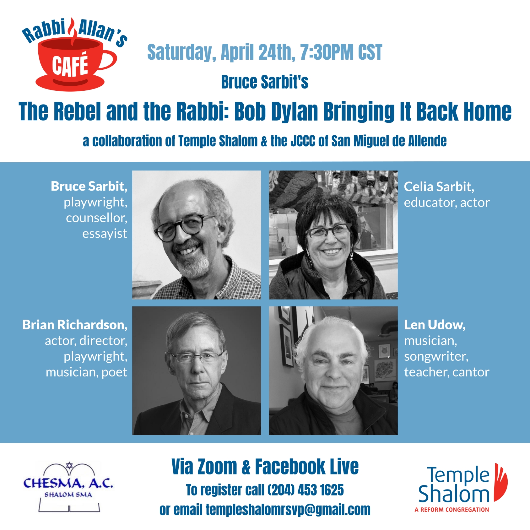 Temple Shalom Rabbi Allan's Cafe - "The Rebel & the Rabbi" | Jewish ...