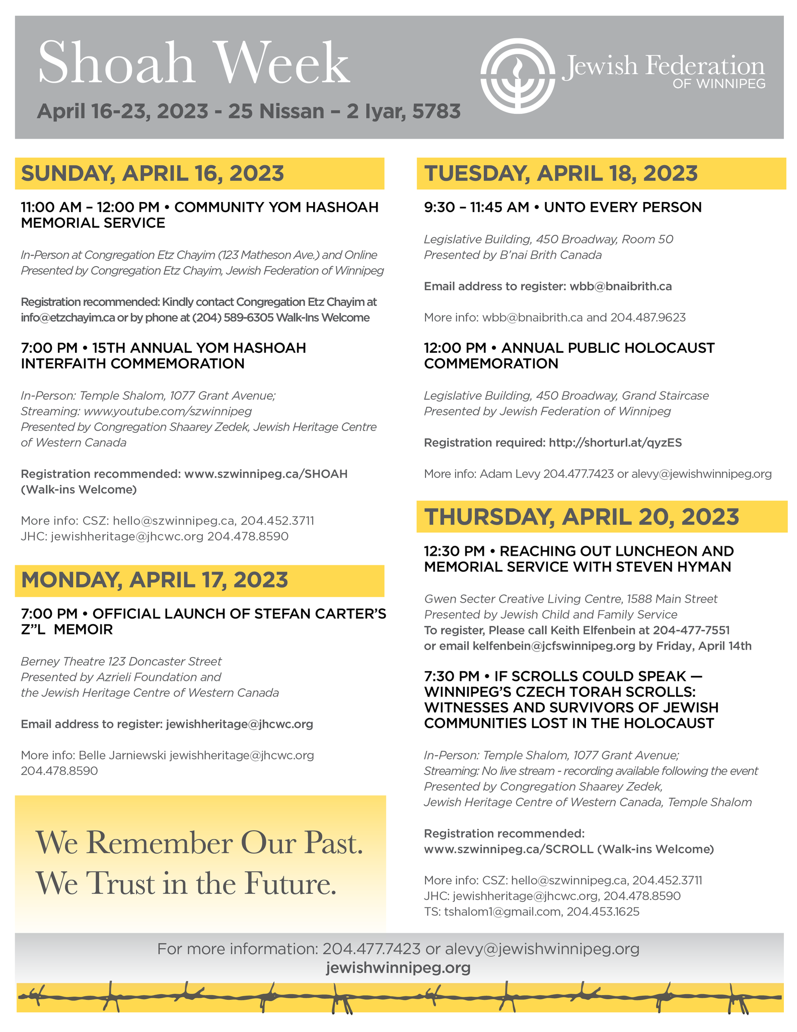 Shoah Week 2023 | Jewish Federation of Winnipeg