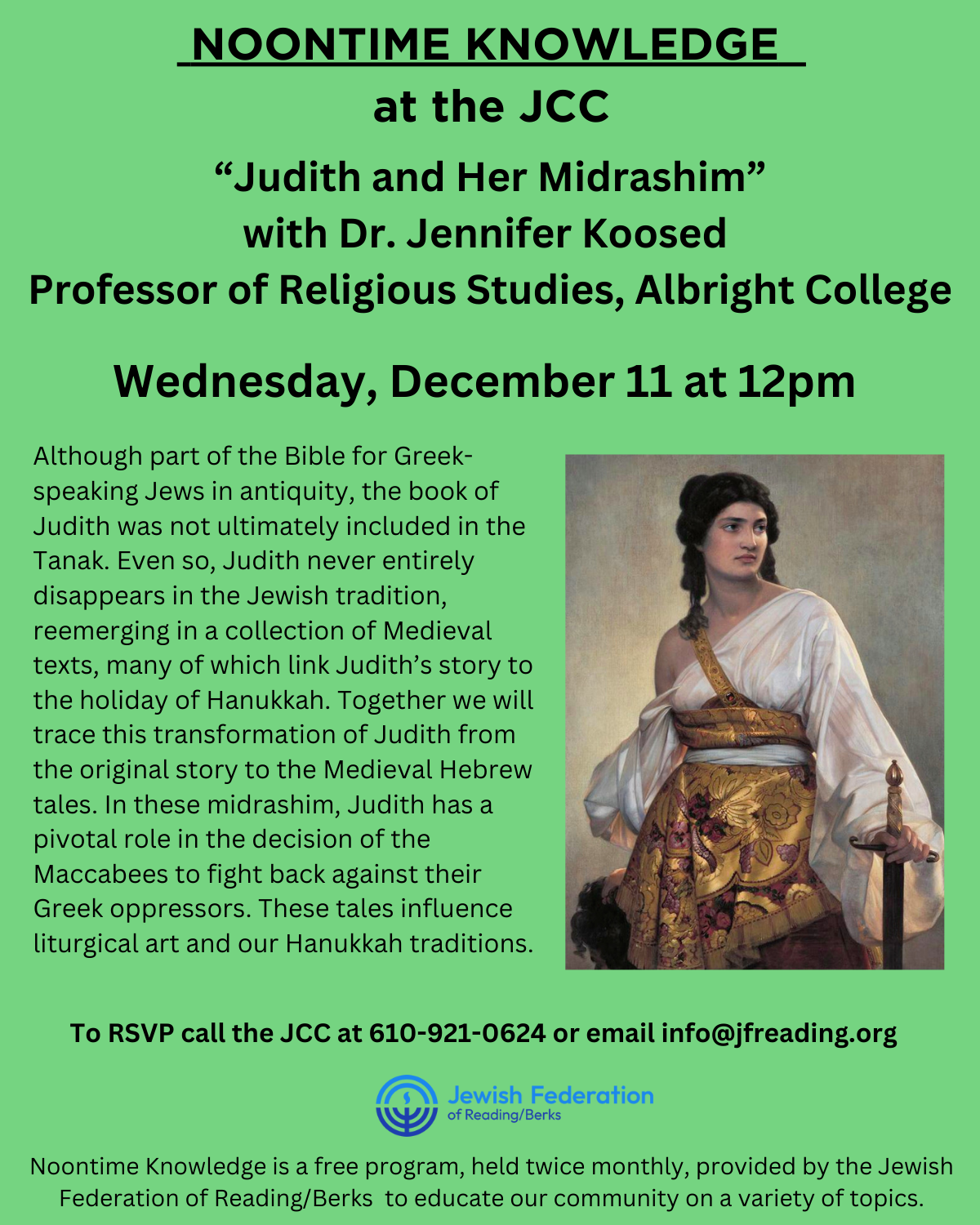 Noontime Knowledge at the JCC | Jewish Federation of Reading Pa., Inc.