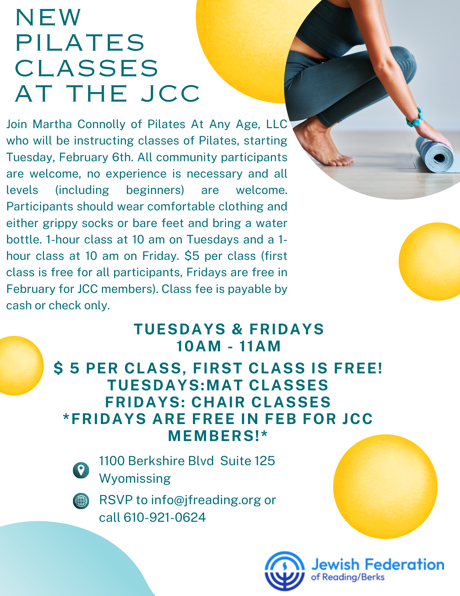 JCC Pilates Class | Jewish Federation of Reading Pa., Inc.