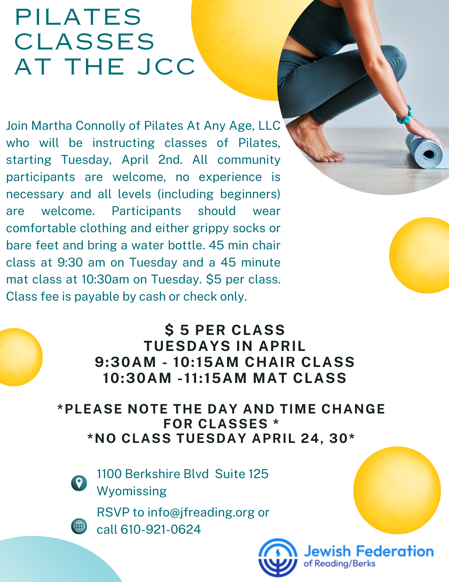 JCC Pilates Chair Class | Jewish Federation of Reading Pa., Inc.